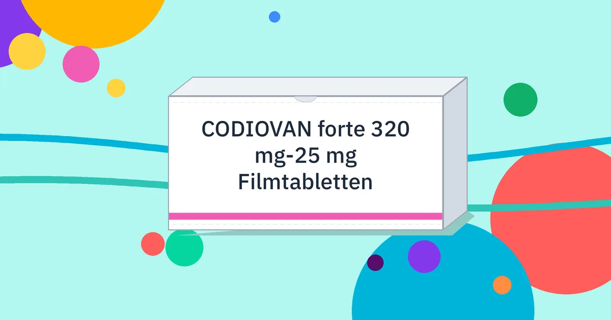 Symbolbild: Packung mit der Aufschrift CODIOVAN forte 320 mg-25 mg Filmtabletten (PZN 15996519) – Verfügbarkeit und Bezug in Apotheken in Frankfurt am Main