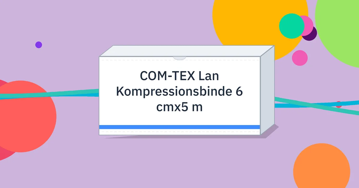Symbolbild: Packung mit der Aufschrift COM-TEX Lan Kompressionsbinde 6 cmx5 m (PZN 04722960) – Verfügbarkeit und Bezug in Apotheken in Frankfurt am Main