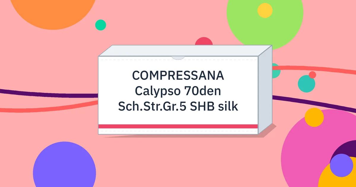 Symbolbild: Packung mit der Aufschrift COMPRESSANA Calypso 70den Sch.Str.Gr.5 SHB silk (PZN 08911043) – Verfügbarkeit und Bezug in Apotheken in Frankfurt am Main