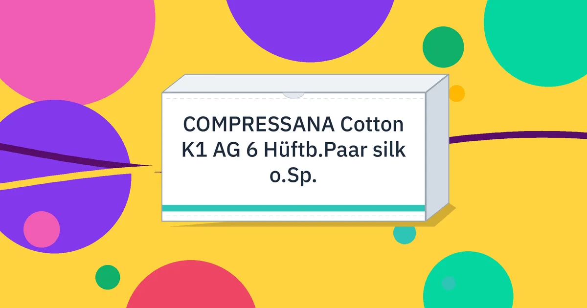Symbolbild: Packung mit der Aufschrift COMPRESSANA Cotton K1 AG 6 Hüftb.Paar silk o.Sp. (PZN 12980989) – Verfügbarkeit und Bezug in Apotheken in Frankfurt am Main