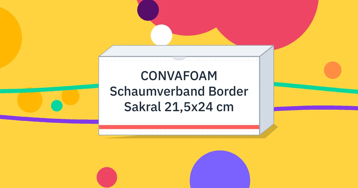 Symbolbild: Packung mit der Aufschrift CONVAFOAM Schaumverband Border Sakral 21,5x24 cm (PZN 17256324) – Verfügbarkeit und Bezug in Apotheken in Frankfurt am Main