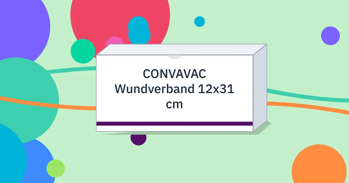Symbolbild: Packung mit der Aufschrift CONVAVAC Wundverband 12x31 cm (PZN 20061512) – Verfügbarkeit und Bezug in Apotheken in Frankfurt am Main