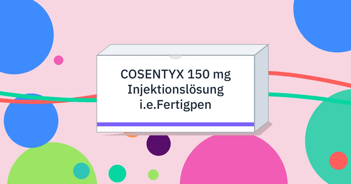 Symbolbild: Packung mit der Aufschrift COSENTYX 150 mg Injektionslösung i.e.Fertigpen (PZN 17312436) – Verfügbarkeit und Bezug in Apotheken in Frankfurt am Main