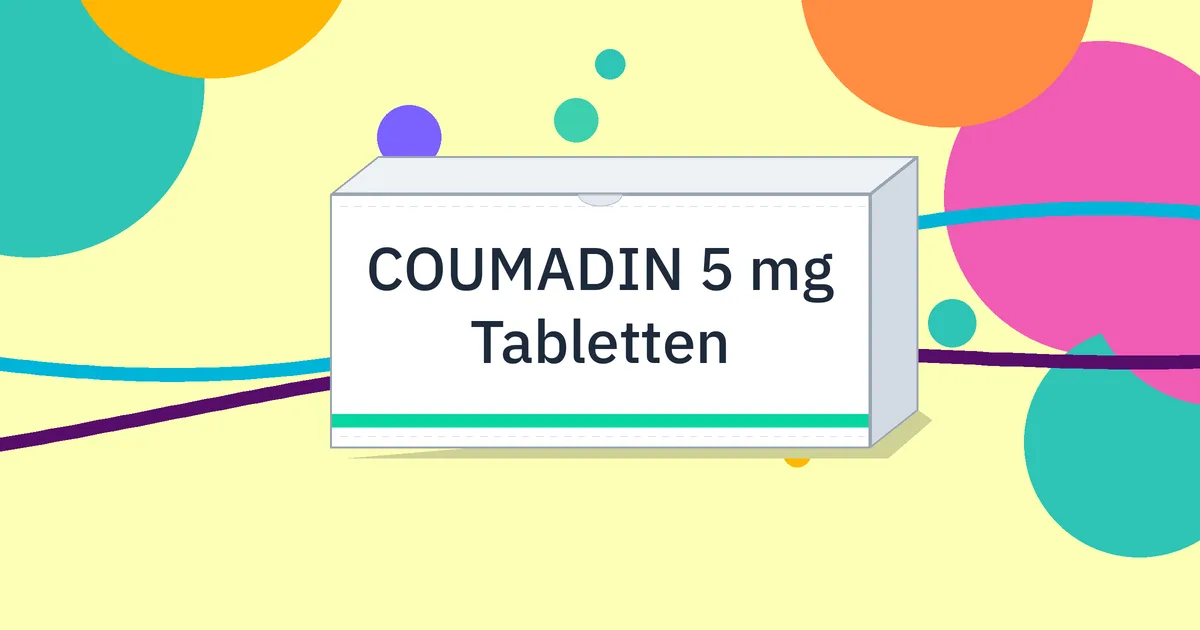 Symbolbild: Packung mit der Aufschrift COUMADIN 5 mg Tabletten (PZN 08516364) – Verfügbarkeit und Bezug in Apotheken in Frankfurt am Main