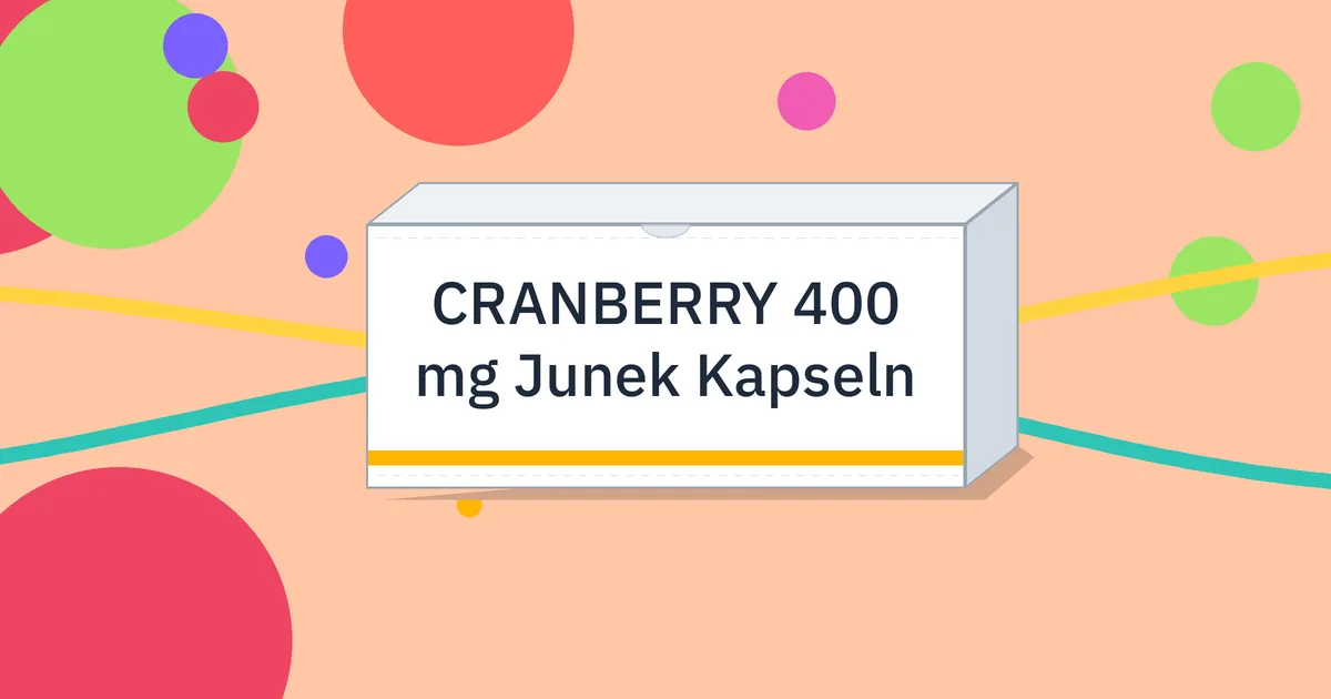 Symbolbild: Packung mit der Aufschrift CRANBERRY 400 mg Junek Kapseln (PZN 00989040) – Verfügbarkeit und Bezug in Apotheken in Frankfurt am Main