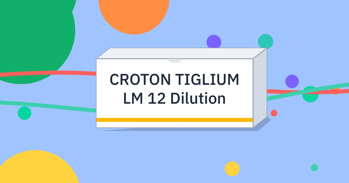 Symbolbild: Packung mit der Aufschrift CROTON TIGLIUM LM 12 Dilution (PZN 12836353) – Verfügbarkeit und Bezug in Apotheken in Frankfurt am Main