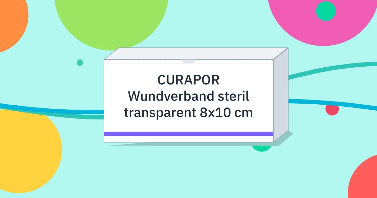 Symbolbild: Packung mit der Aufschrift CURAPOR Wundverband steril transparent 8x10 cm (PZN 19116923) – Verfügbarkeit und Bezug in Apotheken in Frankfurt am Main