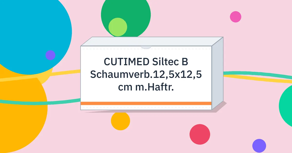 Symbolbild: Packung mit der Aufschrift CUTIMED Siltec B Schaumverb.12,5x12,5 cm m.Haftr. (PZN 17992394) – Verfügbarkeit und Bezug in Apotheken in Frankfurt am Main