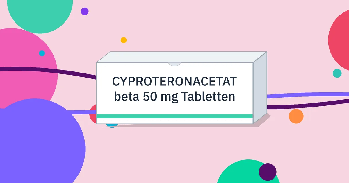 Symbolbild: Packung mit der Aufschrift CYPROTERONACETAT beta 50 mg Tabletten (PZN 06715792) – Verfügbarkeit und Bezug in Apotheken in Frankfurt am Main