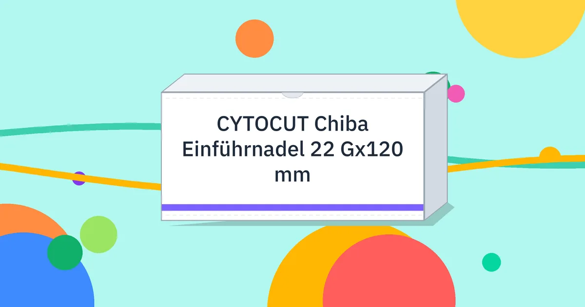 Symbolbild: Packung mit der Aufschrift CYTOCUT Chiba Einführnadel 22 Gx120 mm (PZN 16919544) – Verfügbarkeit und Bezug in Apotheken in Frankfurt am Main