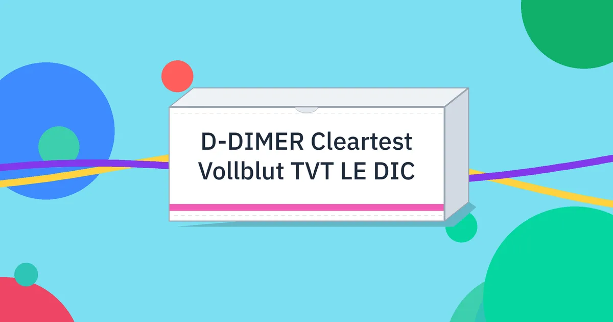 Symbolbild: Packung mit der Aufschrift D-DIMER Cleartest Vollblut TVT LE DIC (PZN 06690856) – Verfügbarkeit und Bezug in Apotheken in Frankfurt am Main