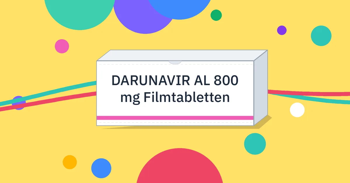 Symbolbild: Packung mit der Aufschrift DARUNAVIR AL 800 mg Filmtabletten (PZN 14407337) – Verfügbarkeit und Bezug in Apotheken in Frankfurt am Main