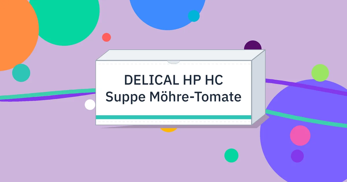 Symbolbild: Packung mit der Aufschrift DELICAL HP HC Suppe Möhre-Tomate (PZN 17257341) – Verfügbarkeit und Bezug in Apotheken in Frankfurt am Main