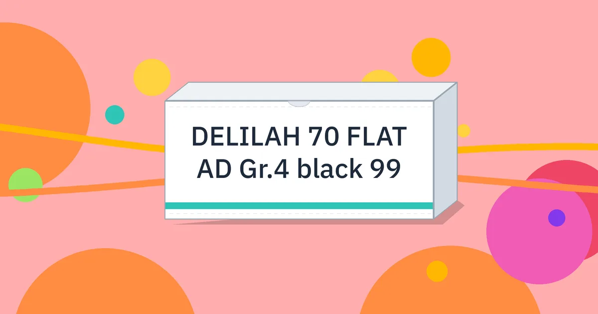 Symbolbild: Packung mit der Aufschrift DELILAH 70 FLAT AD Gr.4 black 99 (PZN 13847695) – Verfügbarkeit und Bezug in Apotheken in Frankfurt am Main