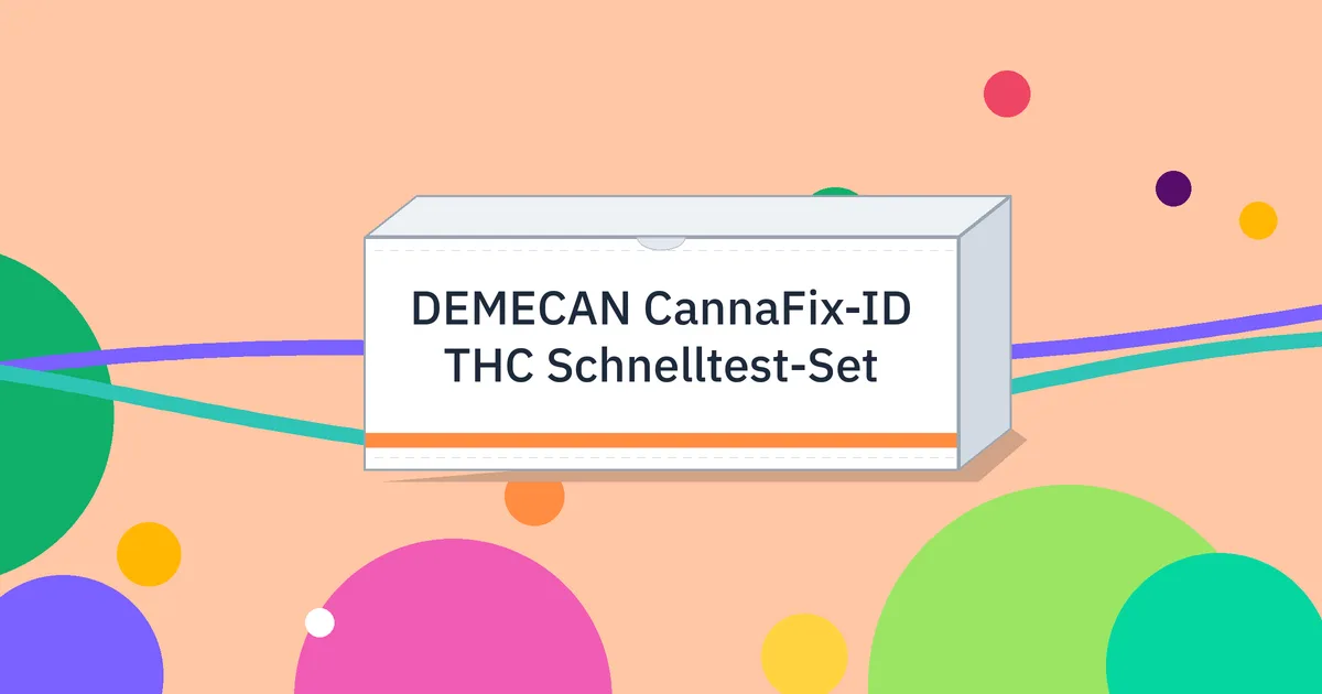 Symbolbild: Packung mit der Aufschrift DEMECAN CannaFix-ID THC Schnelltest-Set (PZN 20083287) – Verfügbarkeit und Bezug in Apotheken in Frankfurt am Main