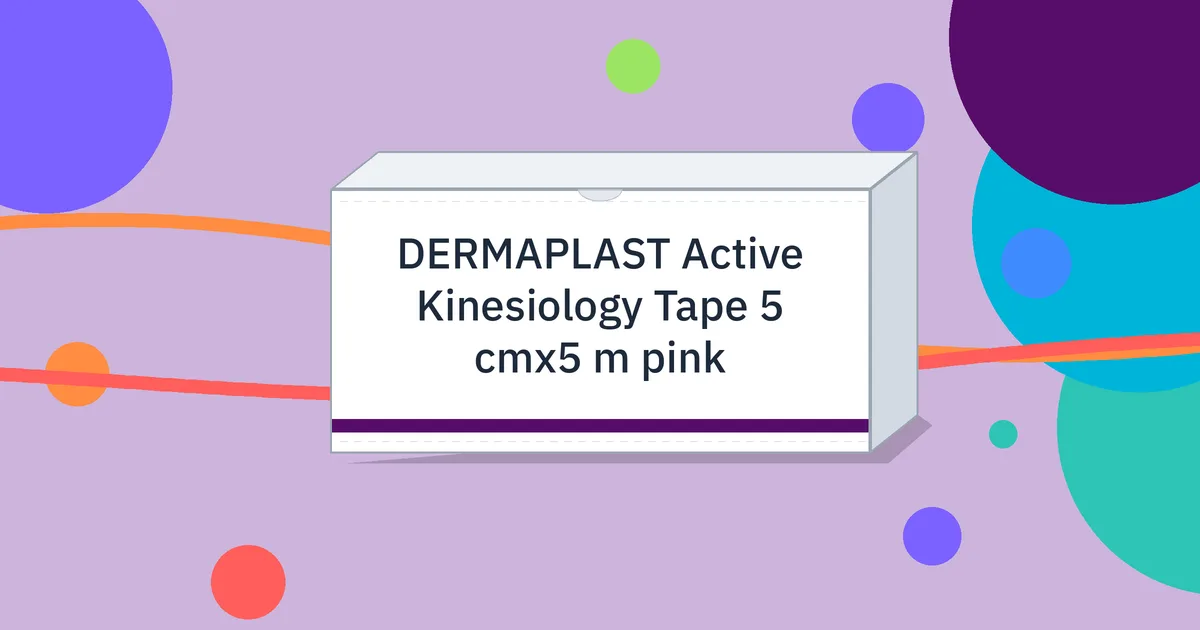 Symbolbild: Packung mit der Aufschrift DERMAPLAST Active Kinesiology Tape 5 cmx5 m pink (PZN 12903049) – Verfügbarkeit und Bezug in Apotheken in Frankfurt am Main