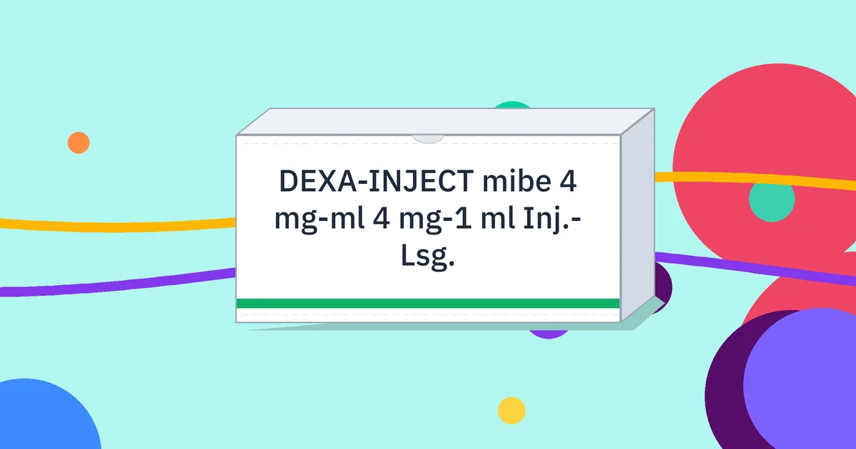 Symbolbild: Packung mit der Aufschrift DEXA-INJECT mibe 4 mg-ml 4 mg-1 ml Inj.-Lsg. (PZN 19847182) – Verfügbarkeit und Bezug in Apotheken in Frankfurt am Main