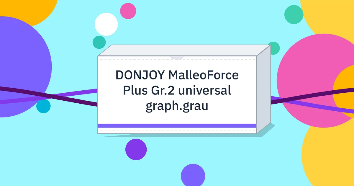 Symbolbild: Packung mit der Aufschrift DONJOY MalleoForce Plus Gr.2 universal graph.grau (PZN 18668543) – Verfügbarkeit und Bezug in Apotheken in Frankfurt am Main
