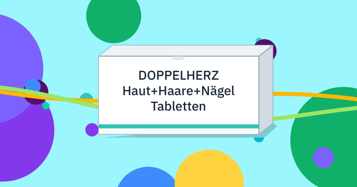 Symbolbild: Packung mit der Aufschrift DOPPELHERZ Haut+Haare+Nägel Tabletten (PZN 08588369) – Verfügbarkeit und Bezug in Apotheken in Frankfurt am Main