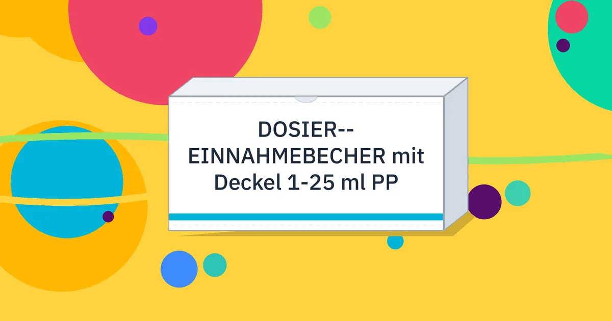 Symbolbild: Packung mit der Aufschrift DOSIER--EINNAHMEBECHER mit Deckel 1-25 ml PP (PZN 18015108) – Verfügbarkeit und Bezug in Apotheken in Frankfurt am Main