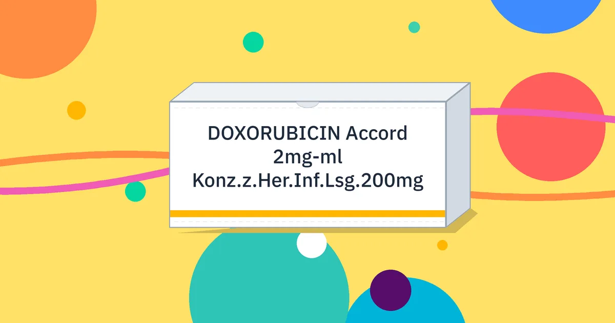 Symbolbild: Packung mit der Aufschrift DOXORUBICIN Accord 2mg-ml Konz.z.Her.Inf.Lsg.200mg (PZN 00252581) – Verfügbarkeit und Bezug in Apotheken in Frankfurt am Main