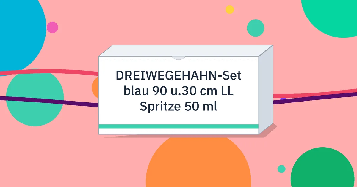 Symbolbild: Packung mit der Aufschrift DREIWEGEHAHN-Set blau 90 u.30 cm LL Spritze 50 ml (PZN 17489436) – Verfügbarkeit und Bezug in Apotheken in Frankfurt am Main