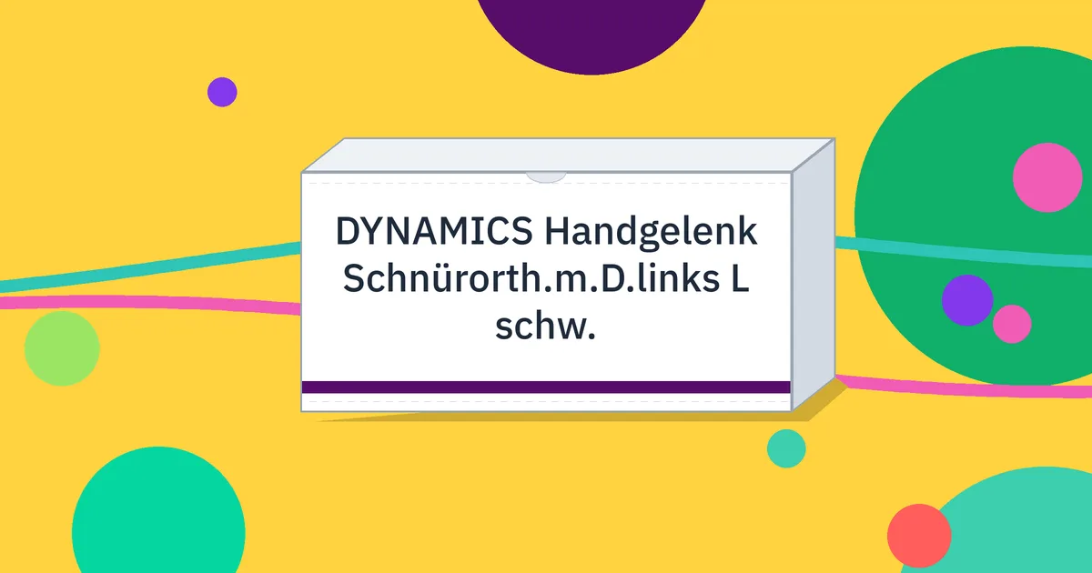 Symbolbild: Packung mit der Aufschrift DYNAMICS Handgelenk Schnürorth.m.D.links L schw. (PZN 10632824) – Verfügbarkeit und Bezug in Apotheken in Frankfurt am Main