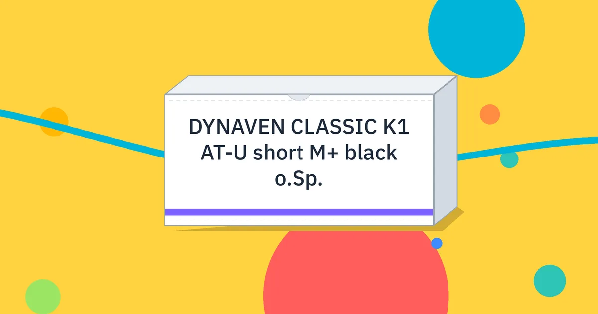 Symbolbild: Packung mit der Aufschrift DYNAVEN CLASSIC K1 AT-U short M+ black o.Sp. (PZN 18416600) – Verfügbarkeit und Bezug in Apotheken in Frankfurt am Main