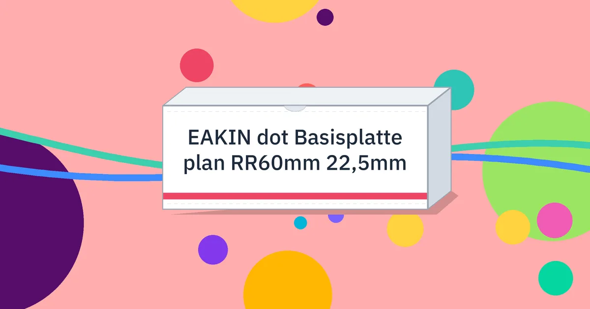 Symbolbild: Packung mit der Aufschrift EAKIN dot Basisplatte plan RR60mm 22,5mm (PZN 11870514) – Verfügbarkeit und Bezug in Apotheken in Frankfurt am Main