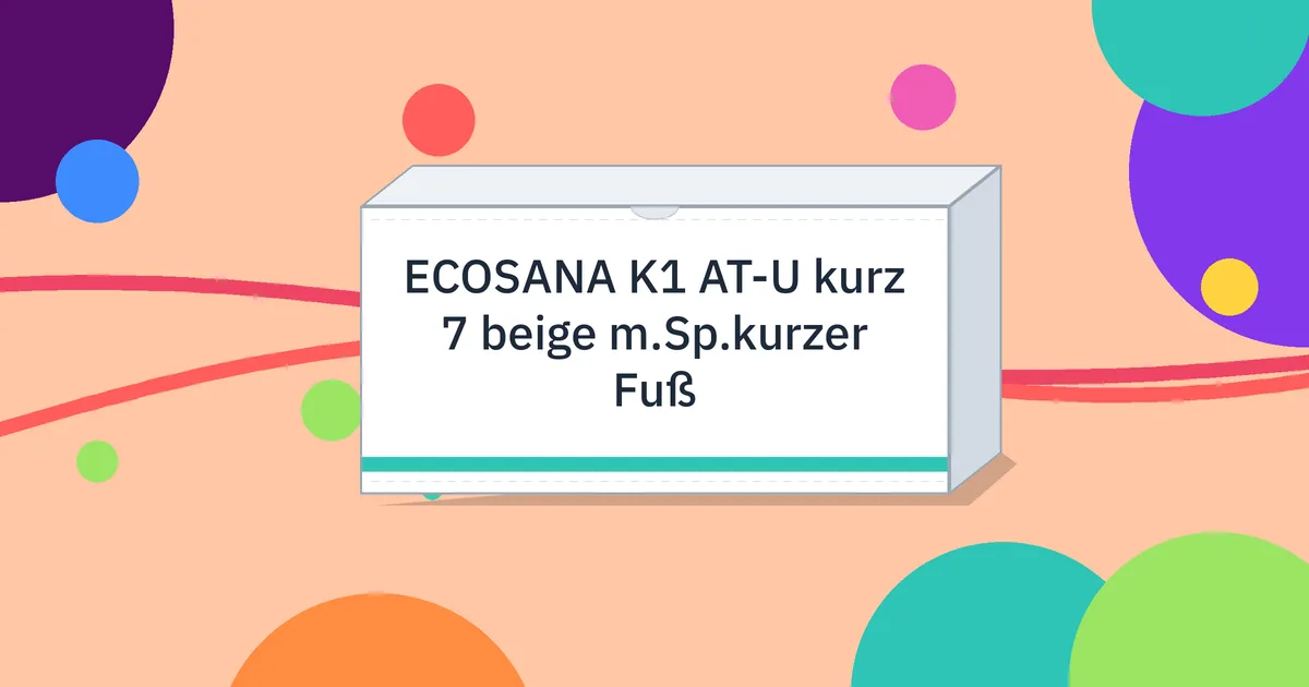 Symbolbild: Packung mit der Aufschrift ECOSANA K1 AT-U kurz 7 beige m.Sp.kurzer Fuß (PZN 04735856) – Verfügbarkeit und Bezug in Apotheken in Frankfurt am Main