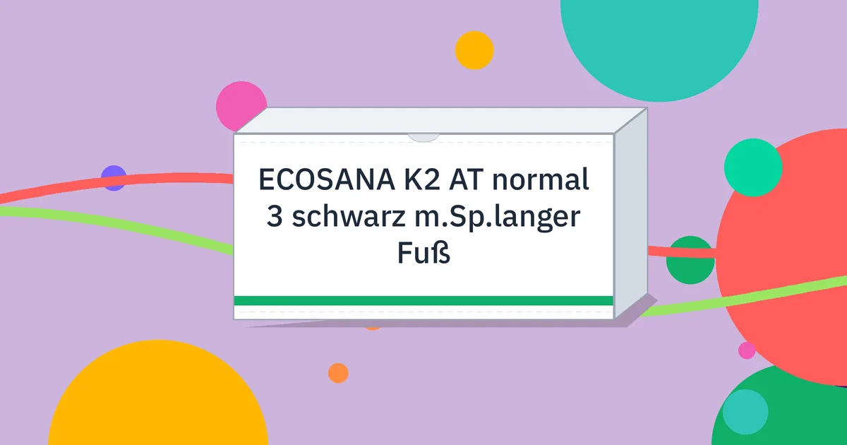 Symbolbild: Packung mit der Aufschrift ECOSANA K2 AT normal 3 schwarz m.Sp.langer Fuß (PZN 10956188) – Verfügbarkeit und Bezug in Apotheken in Frankfurt am Main