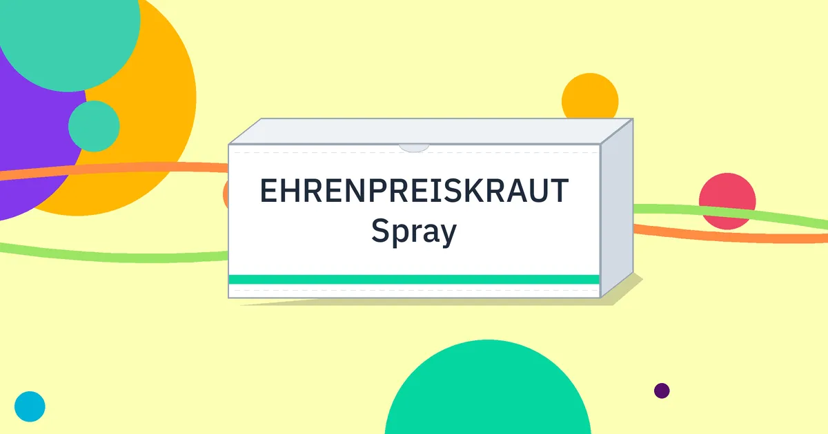 Symbolbild: Packung mit der Aufschrift EHRENPREISKRAUT Spray (PZN 11873636) – Verfügbarkeit und Bezug in Apotheken in Frankfurt am Main