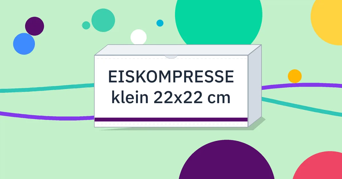 Symbolbild: Packung mit der Aufschrift EISKOMPRESSE klein 22x22 cm (PZN 02438657) – Verfügbarkeit und Bezug in Apotheken in Frankfurt am Main