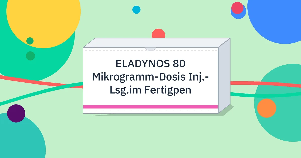 Symbolbild: Packung mit der Aufschrift ELADYNOS 80 Mikrogramm-Dosis Inj.-Lsg.im Fertigpen (PZN 20350009) – Verfügbarkeit und Bezug in Apotheken in Frankfurt am Main