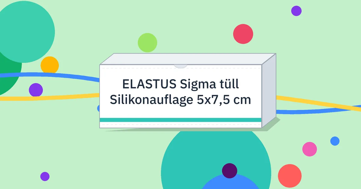 Symbolbild: Packung mit der Aufschrift ELASTUS Sigma tüll Silikonauflage 5x7,5 cm (PZN 16678603) – Verfügbarkeit und Bezug in Apotheken in Frankfurt am Main
