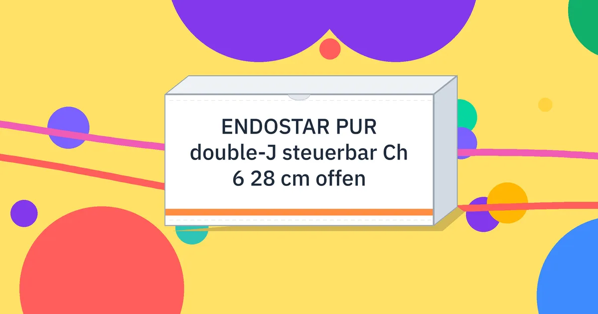 Symbolbild: Packung mit der Aufschrift ENDOSTAR PUR double-J steuerbar Ch 6 28 cm offen (PZN 00438038) – Verfügbarkeit und Bezug in Apotheken in Frankfurt am Main