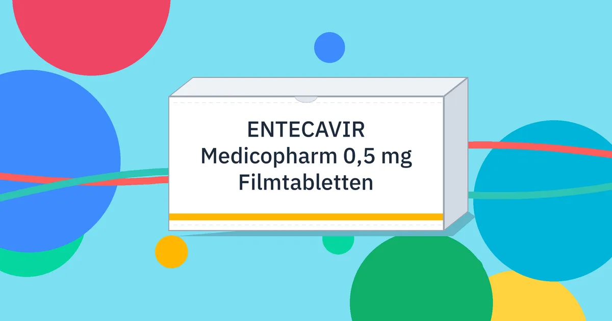 Symbolbild: Packung mit der Aufschrift ENTECAVIR Medicopharm 0,5 mg Filmtabletten (PZN 14358484) – Verfügbarkeit und Bezug in Apotheken in Frankfurt am Main