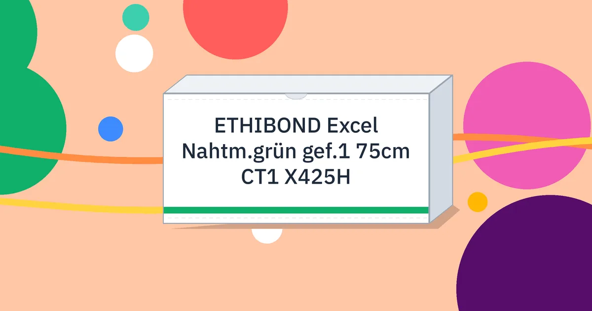 Symbolbild: Packung mit der Aufschrift ETHIBOND Excel Nahtm.grün gef.1 75cm CT1 X425H (PZN 19764349) – Verfügbarkeit und Bezug in Apotheken in Frankfurt am Main