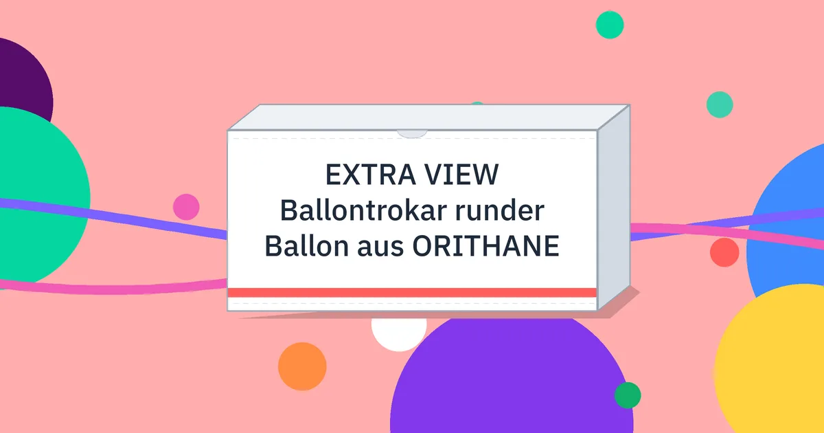 Symbolbild: Packung mit der Aufschrift EXTRA VIEW Ballontrokar runder Ballon aus ORITHANE (PZN 18258762) – Verfügbarkeit und Bezug in Apotheken in Frankfurt am Main