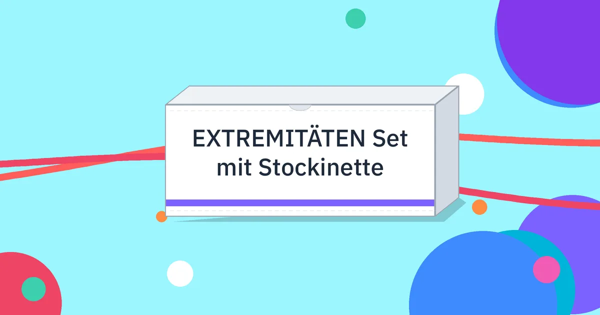 Symbolbild: Packung mit der Aufschrift EXTREMITÄTEN Set mit Stockinette (PZN 04702561) – Verfügbarkeit und Bezug in Apotheken in Frankfurt am Main