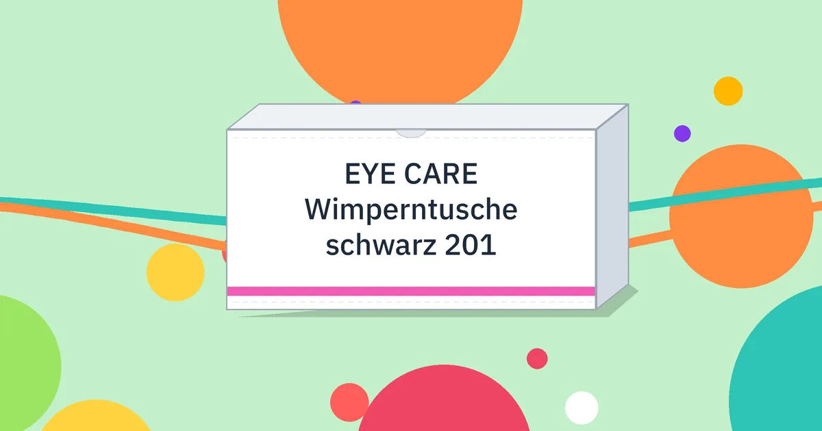 Symbolbild: Packung mit der Aufschrift EYE CARE Wimperntusche schwarz 201 (PZN 07658122) – Verfügbarkeit und Bezug in Apotheken in Frankfurt am Main