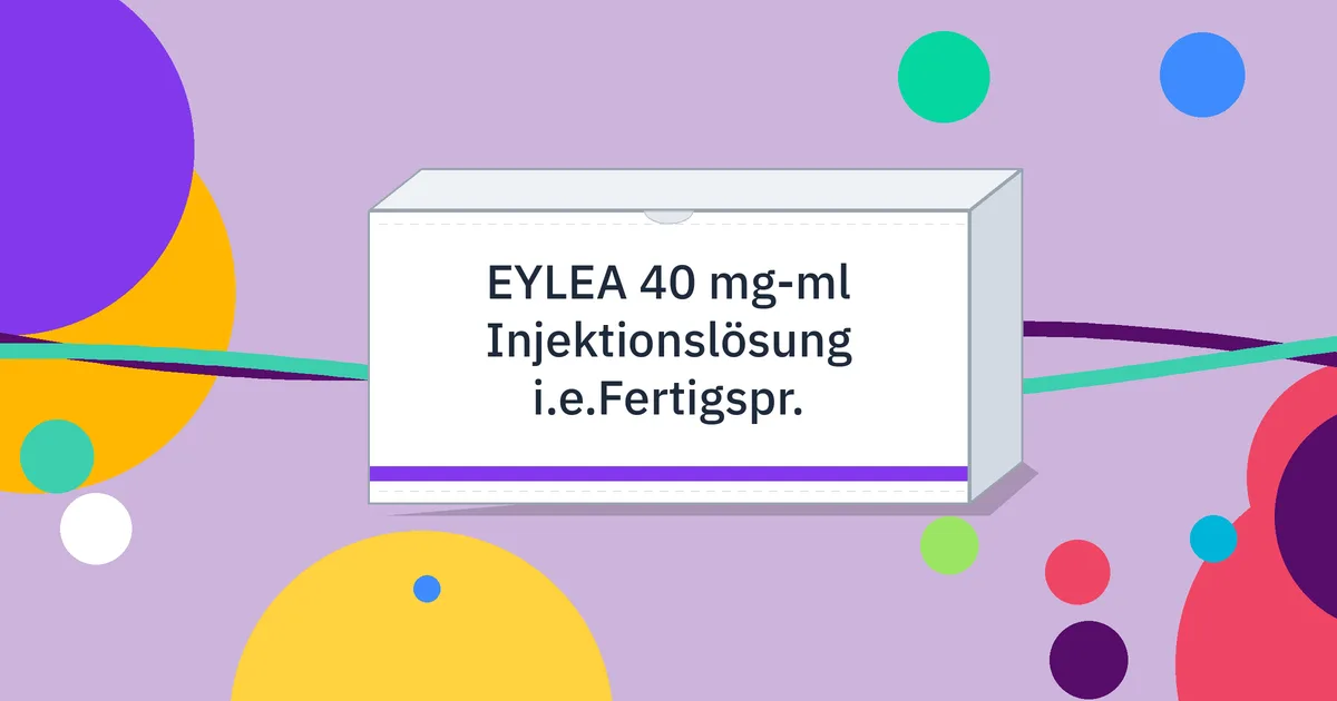 Symbolbild: Packung mit der Aufschrift EYLEA 40 mg-ml Injektionslösung i.e.Fertigspr. (PZN 16822709) – Verfügbarkeit und Bezug in Apotheken in Frankfurt am Main
