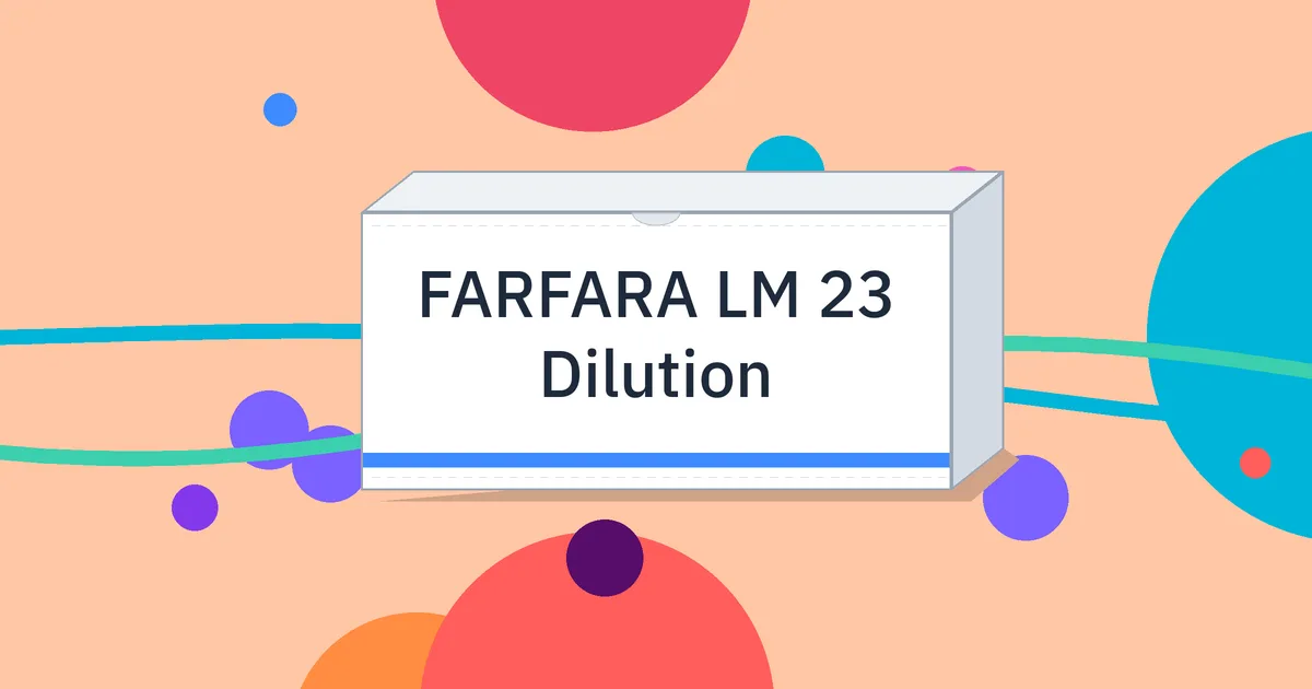 Symbolbild: Packung mit der Aufschrift FARFARA LM 23 Dilution (PZN 13487541) – Verfügbarkeit und Bezug in Apotheken in Frankfurt am Main