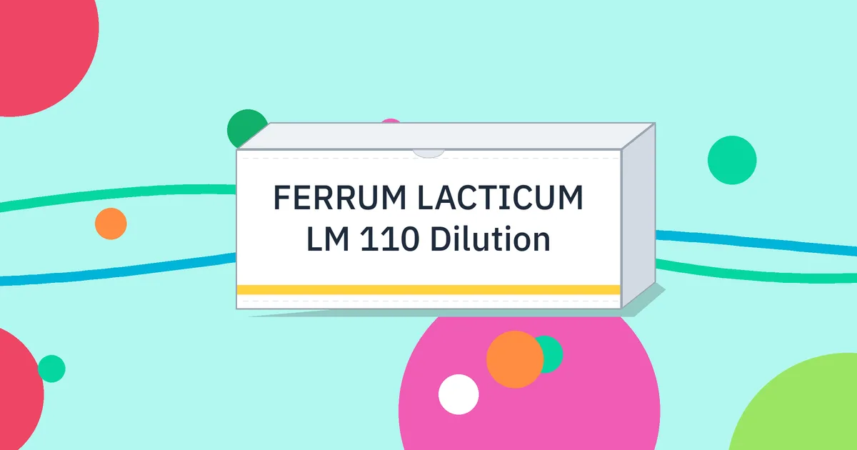 Symbolbild: Packung mit der Aufschrift FERRUM LACTICUM LM 110 Dilution (PZN 12849700) – Verfügbarkeit und Bezug in Apotheken in Frankfurt am Main