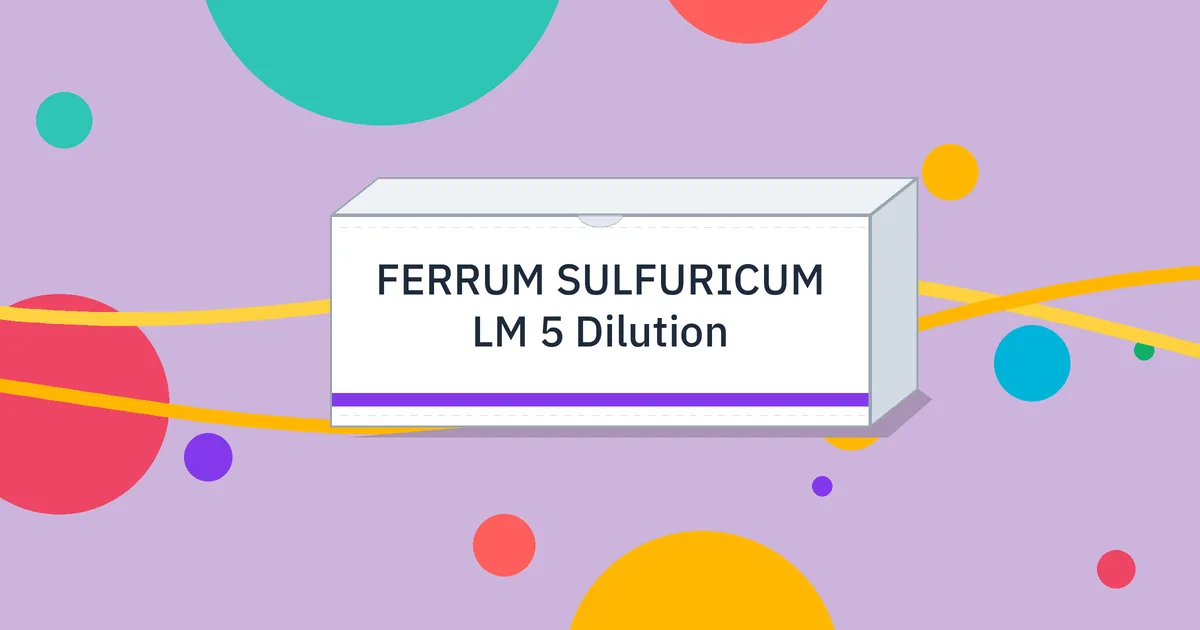 Symbolbild: Packung mit der Aufschrift FERRUM SULFURICUM LM 5 Dilution (PZN 12853423) – Verfügbarkeit und Bezug in Apotheken in Frankfurt am Main