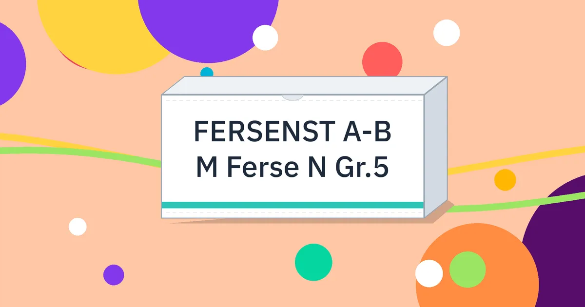 Symbolbild: Packung mit der Aufschrift FERSENST A-B M Ferse N Gr.5 (PZN 01969358) – Verfügbarkeit und Bezug in Apotheken in Frankfurt am Main