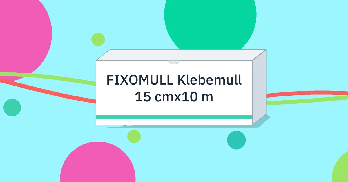 Symbolbild: Packung mit der Aufschrift FIXOMULL Klebemull 15 cmx10 m (PZN 13889854) – Verfügbarkeit und Bezug in Apotheken in Frankfurt am Main