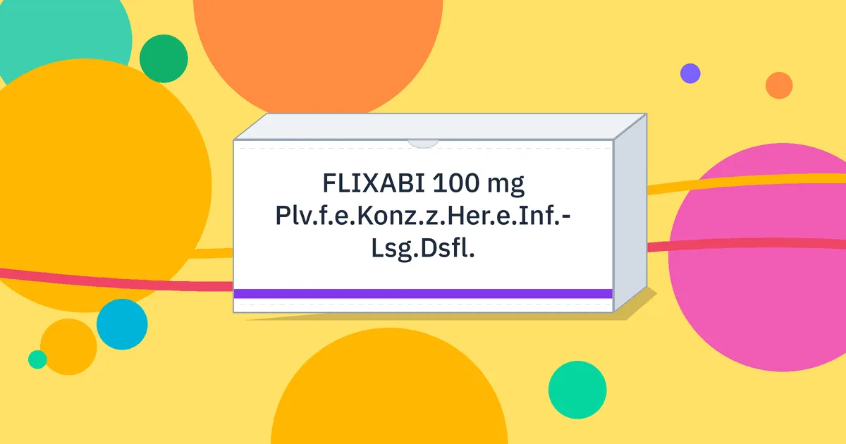 Symbolbild: Packung mit der Aufschrift FLIXABI 100 mg Plv.f.e.Konz.z.Her.e.Inf.-Lsg.Dsfl. (PZN 11655974) – Verfügbarkeit und Bezug in Apotheken in Frankfurt am Main