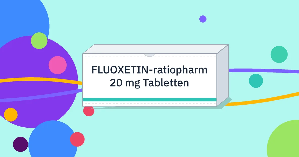 Symbolbild: Packung mit der Aufschrift FLUOXETIN-ratiopharm 20 mg Tabletten (PZN 01502117) – Verfügbarkeit und Bezug in Apotheken in Frankfurt am Main