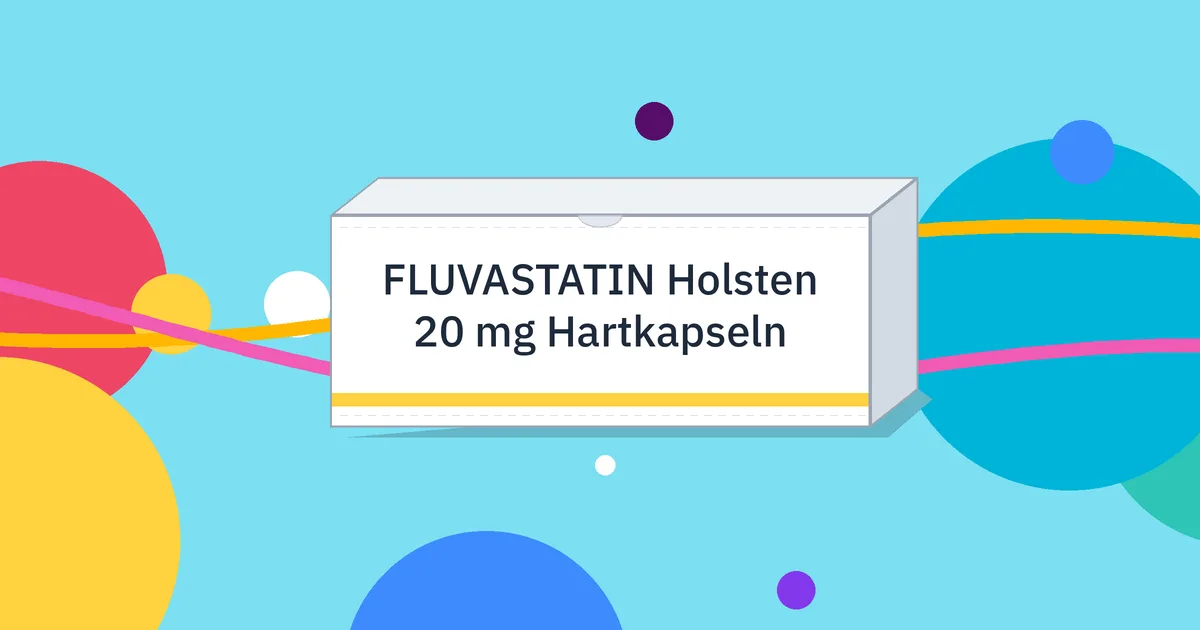 Symbolbild: Packung mit der Aufschrift FLUVASTATIN Holsten 20 mg Hartkapseln (PZN 16231664) – Verfügbarkeit und Bezug in Apotheken in Frankfurt am Main